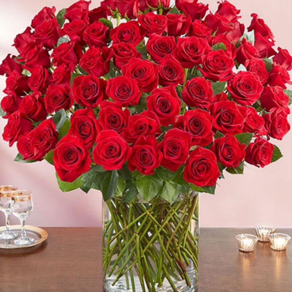 100 Red Roses Vase - Elim Online Store